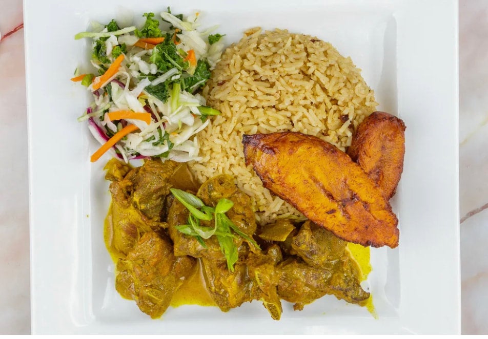Curried Goat Rice Box (GF) | Pimento Jerk Kitchen and Food Truck